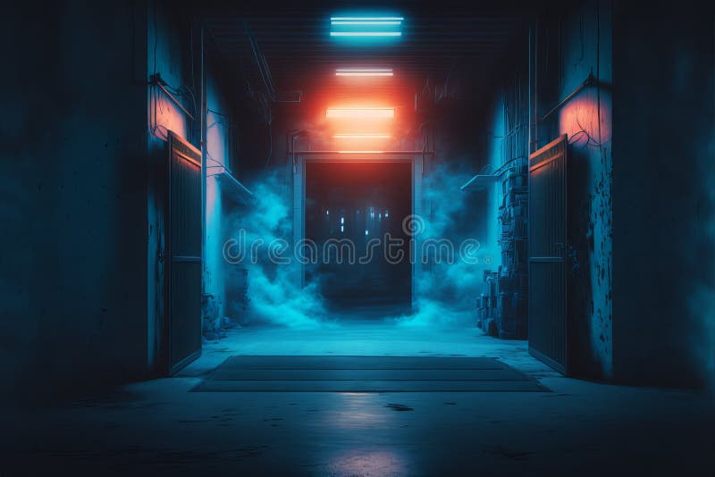 Science Fiction Interior Scene- Sci-fi Corridor Render Scene with Neon ...