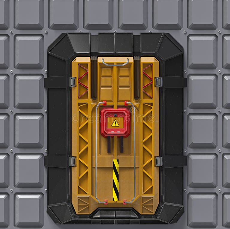 Science Fiction Interior Very Secure Reinforced Vault Gate with ...