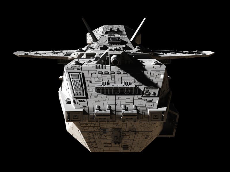 Science Fiction Interplanetary Gunship - Front View Stock Illustration ...