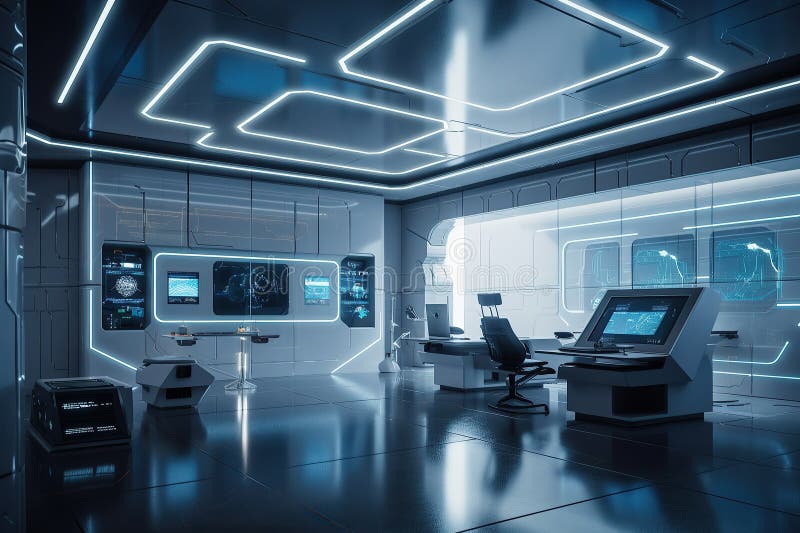 Science Fiction Laboratory Interior Created by Generative AI Stock ...