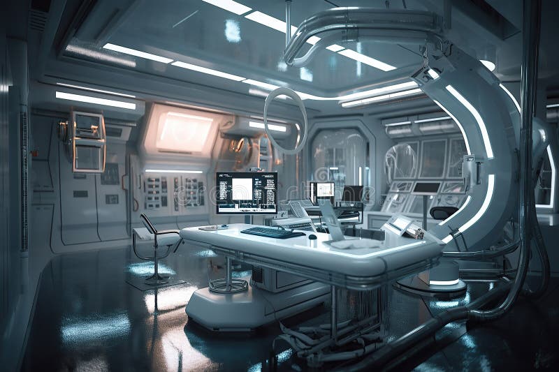 Science Fiction Laboratory Interior Created by Generative AI Stock ...