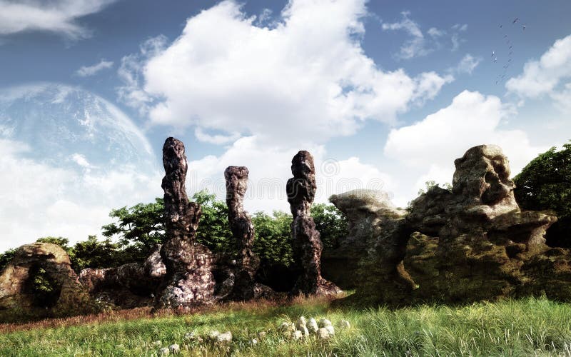 Science Fiction Landscape stock illustration. Illustration of scene ...