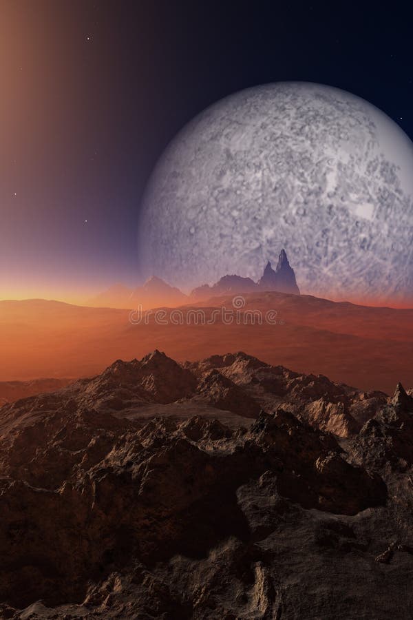 Science-Fiction landscape stock illustration. Illustration of detailed ...