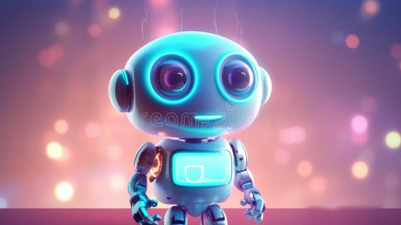 Science Fiction Picture of Cute Robot for Chat Bot Program Assist Human ...