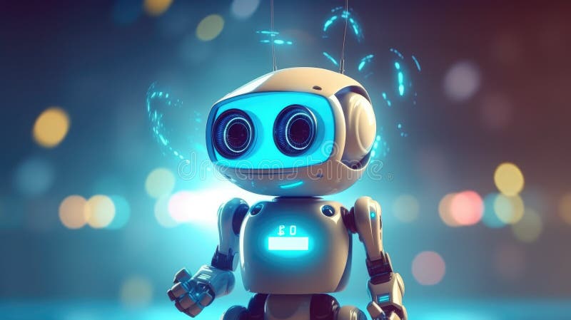 Science Fiction Picture of Cute Robot for Chat Bot Program Assist Human ...
