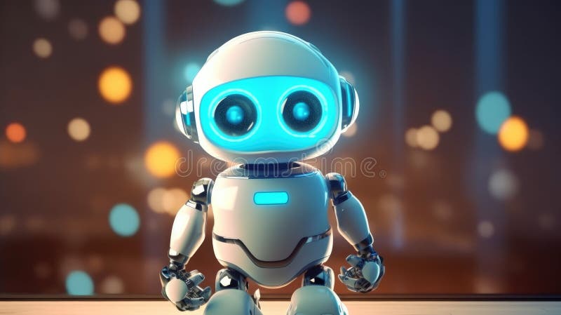 Science Fiction Picture of Cute Robot for Chat Bot Program Assist Human ...