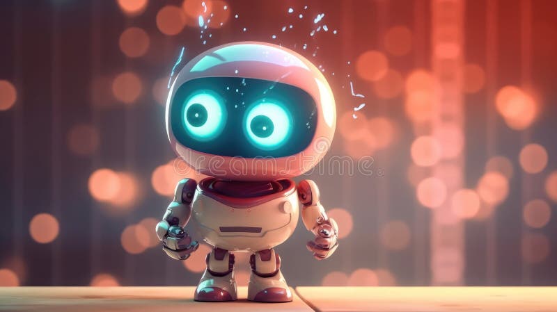 Science Fiction Picture of Cute Robot for Chat Bot Program Assist Human ...