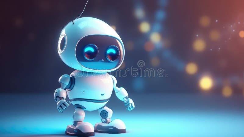 Science Fiction Picture of Cute Robot for Chat Bot Program Assist Human ...
