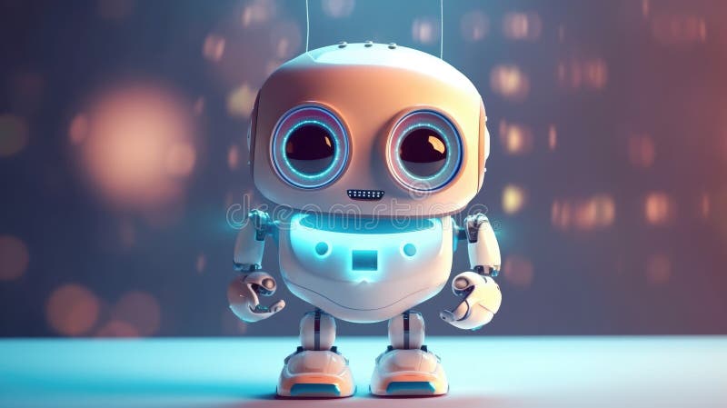 Science Fiction Picture of Cute Robot for Chat Bot Program Assist Human ...