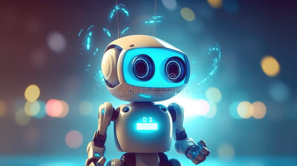 Science Fiction Picture of Cute Robot for Chat Bot Program Assist Human ...