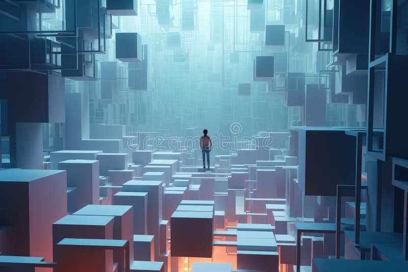 Smart Human Wear Vr Headset Connecting To Virtual Reality or Metaverse ...