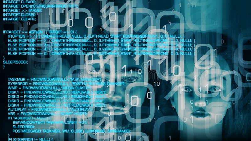 Science Fiction Robot with Human Face Hacking Computer Editorial Stock ...