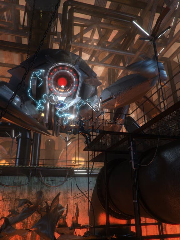 Science-fiction Robot Spider Attack Stock Illustration - Illustration ...