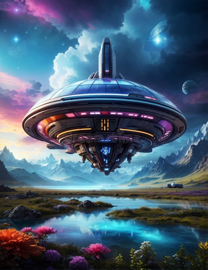 Science Fiction Scenery, Space Base on Alien Planet, Sky with Clouds ...