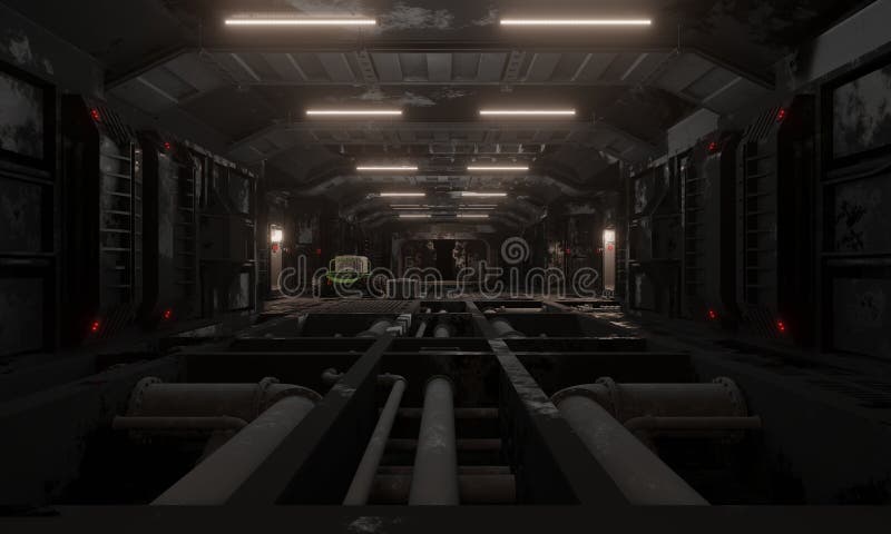 Science Fiction Simulation Base Abandoned Interior Scene Stock ...