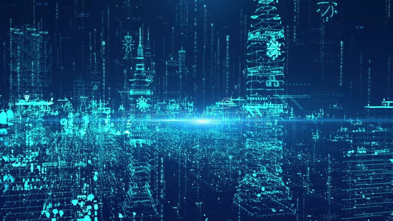 Science fiction smart city stock footage. Video of virtual - 251009504