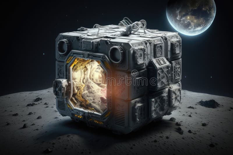 Science Fiction Space Chest on the Moon Stock Illustration ...