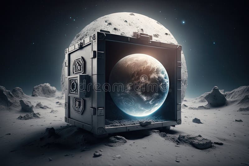 Science Fiction Space Chest on the Moon Stock Illustration ...