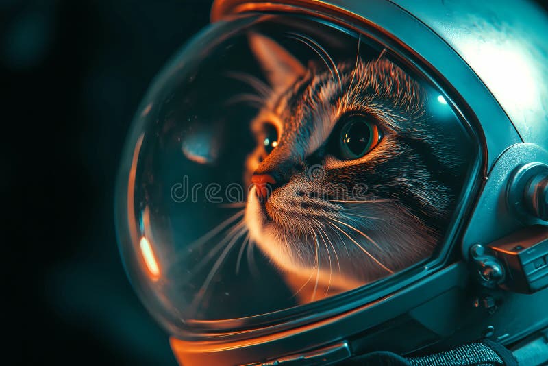 Science Fiction Space Wallpaper with Cat Astronaut Stock Illustration ...