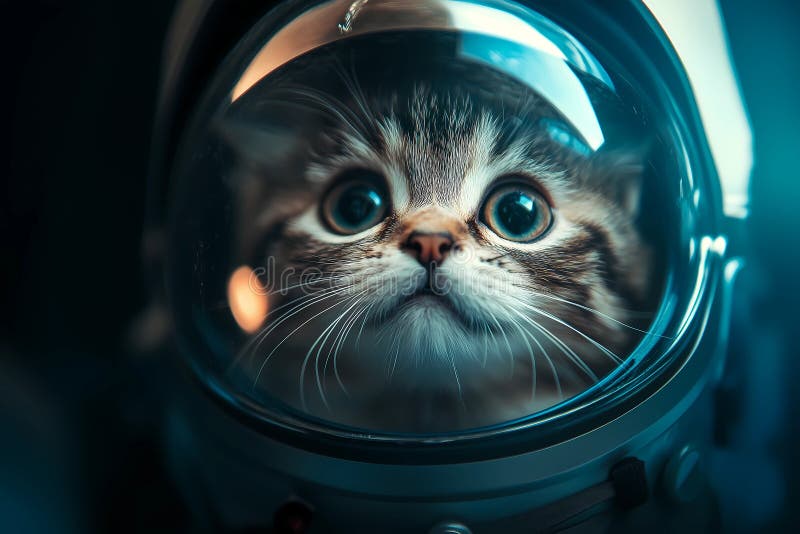 Science Fiction Space Wallpaper with Cat Astronaut Stock Illustration ...