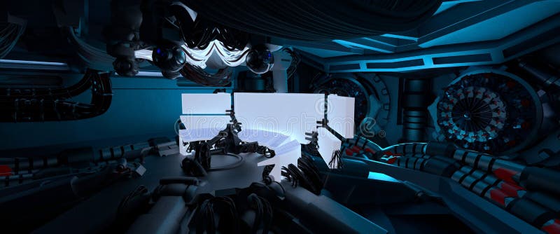 Science Fiction Spaceship Interior, Interstellar Travel, 3D Rendered ...
