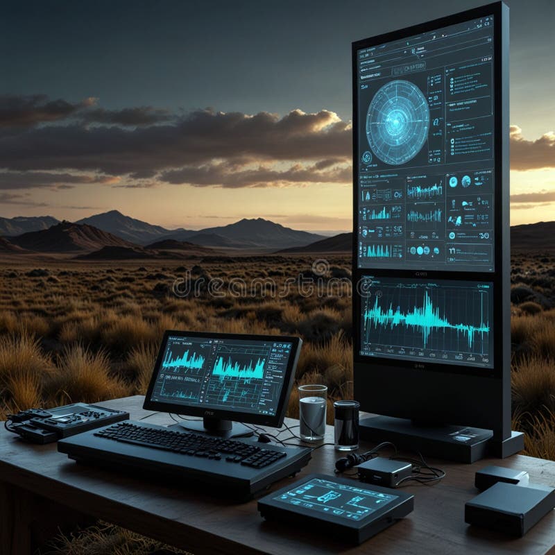 Science Fiction Technology Equipment and a Virtual Screen Stock ...