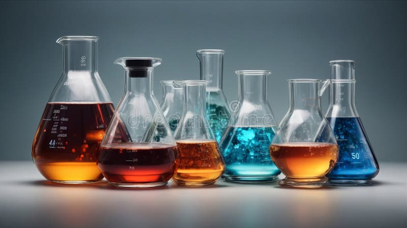 Science Flask Liquid Realistic Set with Volume Symbols Isolated ...