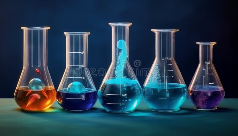 Science Flask Liquid Realistic Set with Volume Symbols Isolated ...