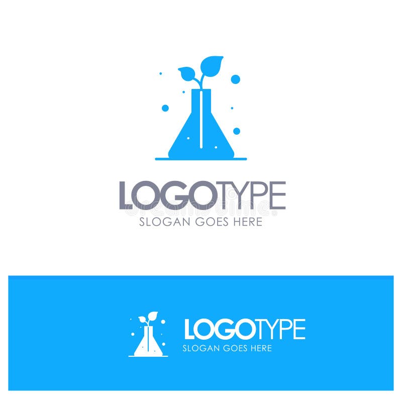 Science, Flask, Trees Blue Solid Logo with Place for Tagline Stock ...