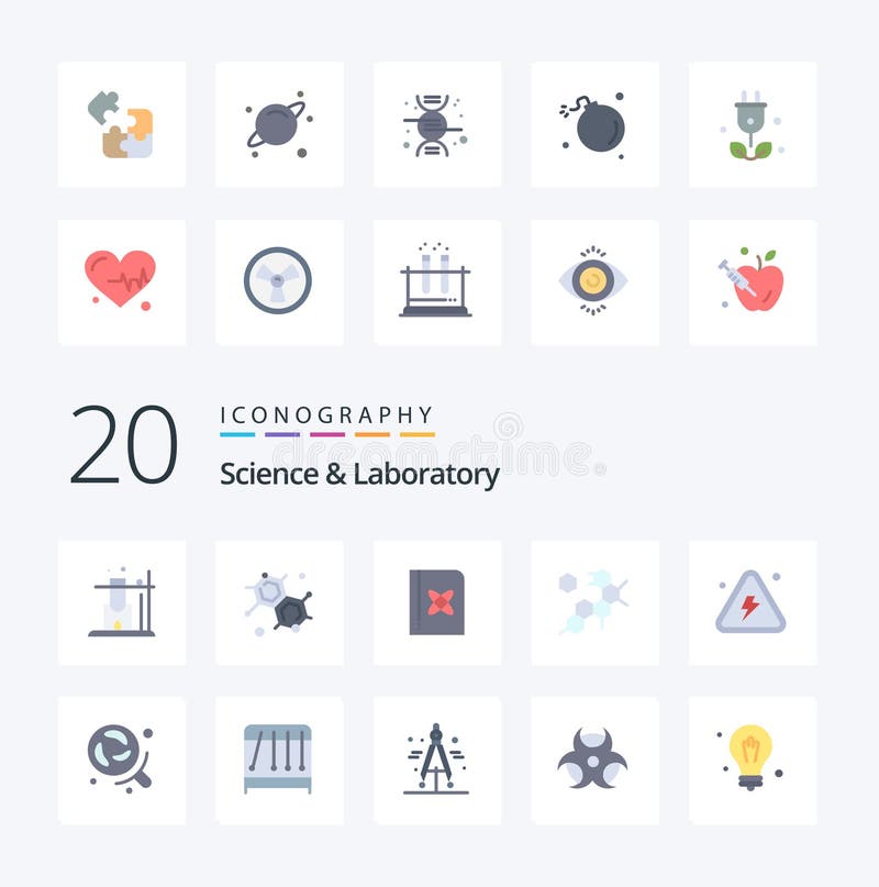 20 Science Flat Color Icon Pack Like Science Fire Physics Danger ...