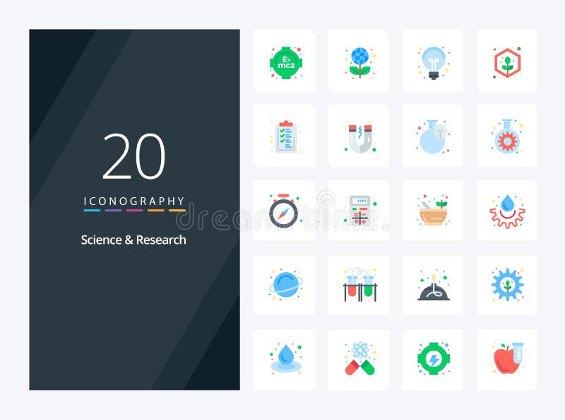 20 Science Flat Color Icon for Presentation Stock Vector - Illustration ...