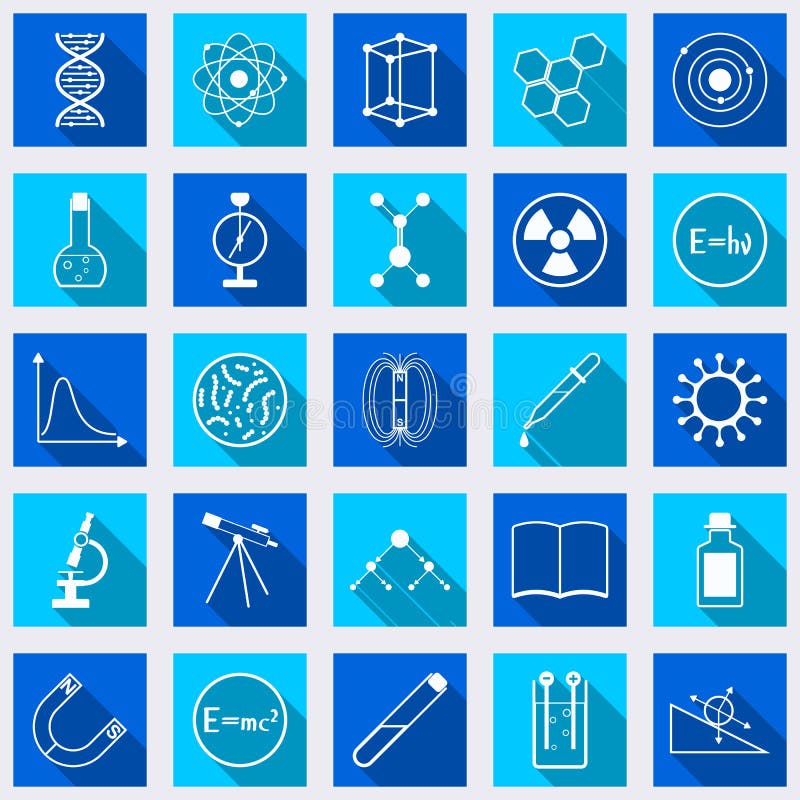 Science flat vector icons stock vector. Illustration of molecular ...
