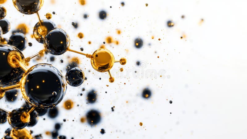 The Science of Flowing Gold and Black Molecules Set Against a White ...