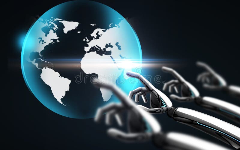 Robot Hand Earth Globe Stock Illustrations – 873 Robot Hand Earth Globe ...