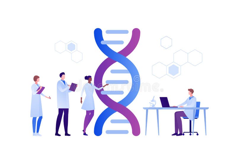 Science Genetic Laboratory Concept Vector Flat Person Illustration Multiethnic Male And Female