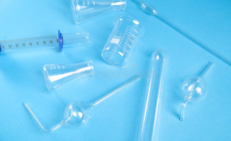 Science Glass Flasks in Chemistry Laboratory Stock Image - Image of ...