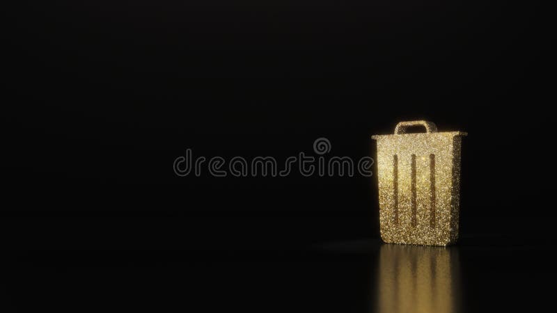 Science Glitter Gold Glitter Symbol of Garbage 3D Rendering on Dark ...