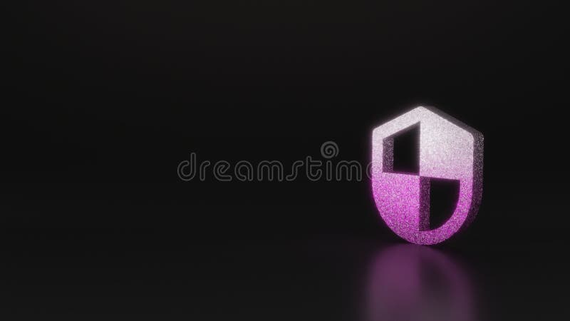 Science Glitter Symbol of Shield Icon 3D Rendering Stock Illustration ...