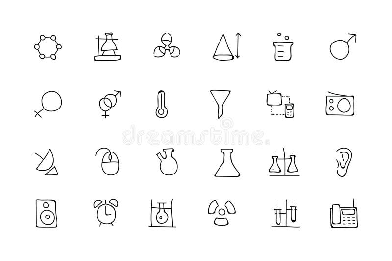 Science Hand Drawn Doodle Icons 3 Stock Illustration - Illustration of ...
