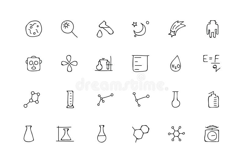Science Hand Drawn Doodle Icons 5 Stock Illustration - Illustration of ...