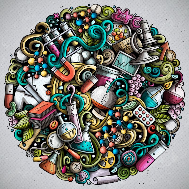 Science Hand Drawn Vector Doodles Illustration. Poster Design. Stock ...