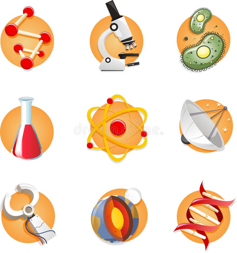 Science icon set stock illustration. Illustration of atom - 86748636