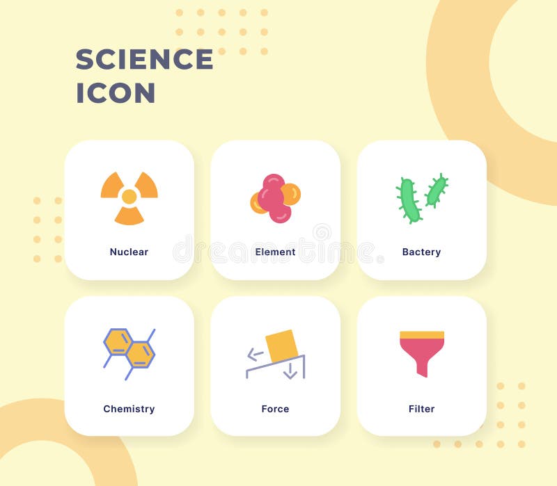 Science Icon Set with Modern Flat Filled Outline Style Full Color Stock ...
