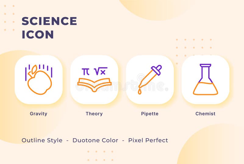 Science Icon Set with Modern Flat Outline Style Duo Tone Color Stock ...