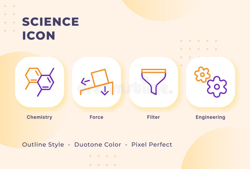 Science Icon Set with Modern Flat Outline Style Duo Tone Color Stock ...