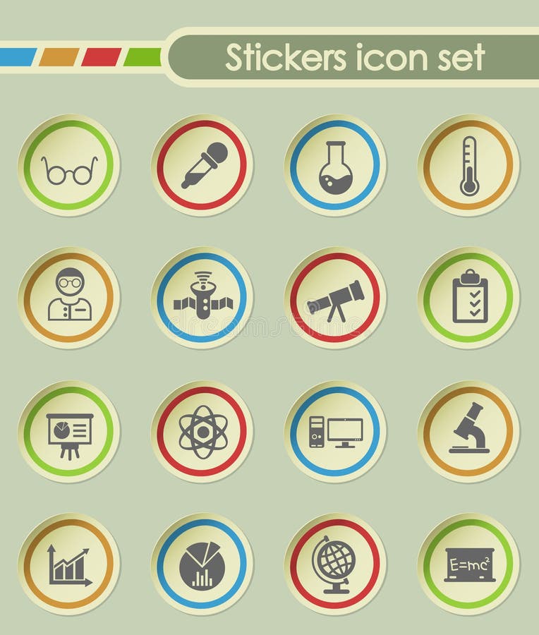 Science icon set stock vector. Illustration of sticker - 240371833