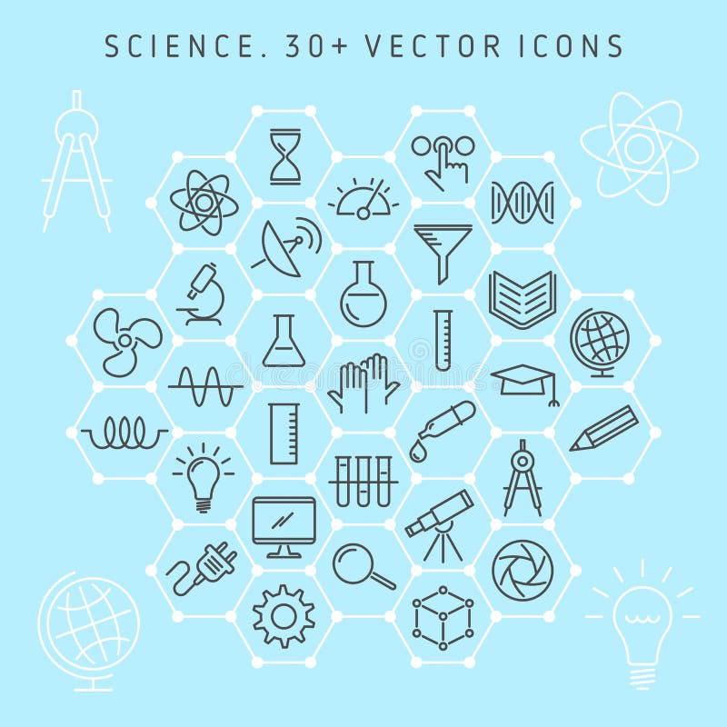Science icon set stock vector. Illustration of graphic - 67856180