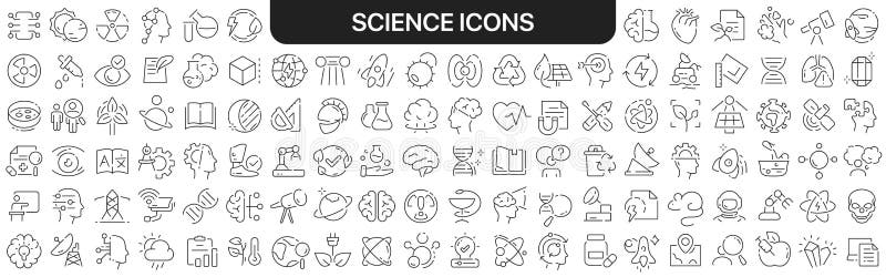 Science Icons Collection in Black. Icons Big Set for Design Stock ...