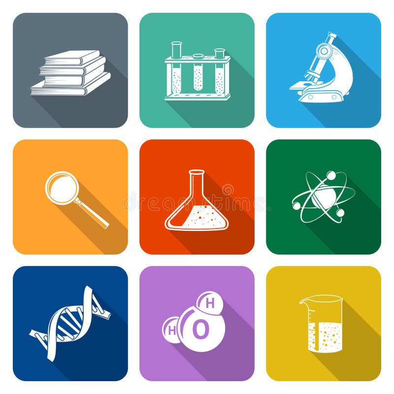 Science Detailed Icon Set in Full Colour Stock Vector - Illustration of ...