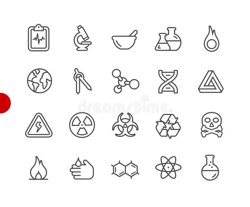 Science Icons // Red Point Series Stock Vector - Illustration of ...